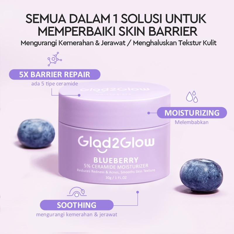 PROMO Glad2glow Blueberry 5% Ceramide Moisturizer FREE ONGKIR