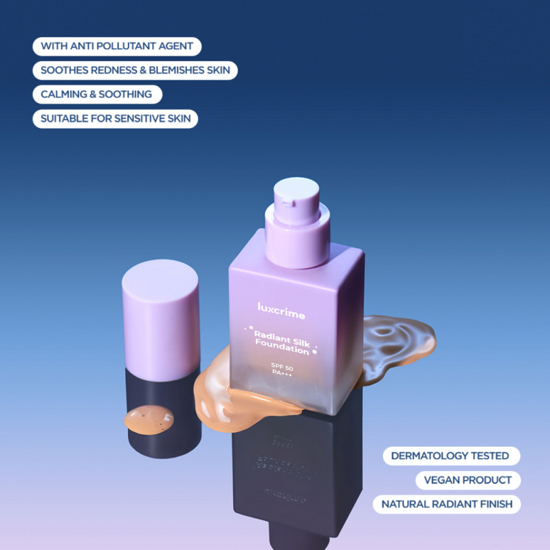PROMO Luxcrime Radiant Silk Foundation SPF 50 PA +++ FREE ONGKIR