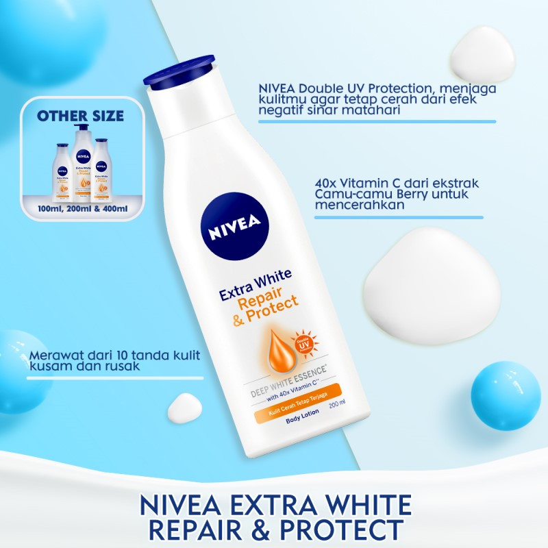 PROMO Nivea Body Lotion Extra White White Repair and Protect SPF15 FREE ...