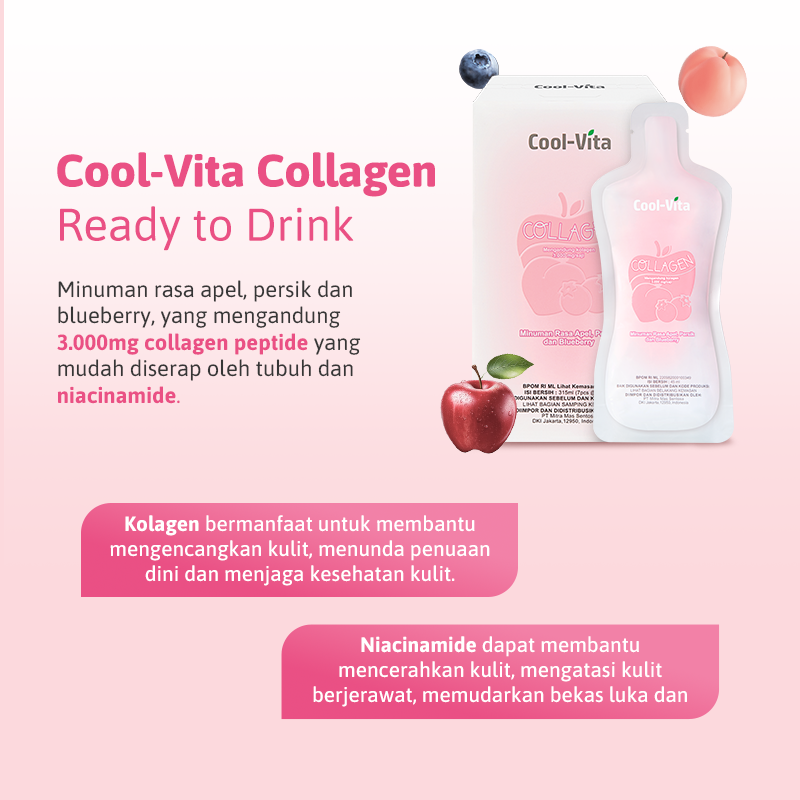 PROMO Cool-vita Collagen Minuman Rasa Apel, Persik, dan Blueberry FREE ...