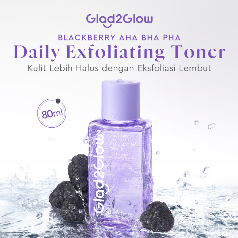 PROMO Glad2glow Blackberry AHA BHA PHA Exfoliating Toner FREE ONGKIR